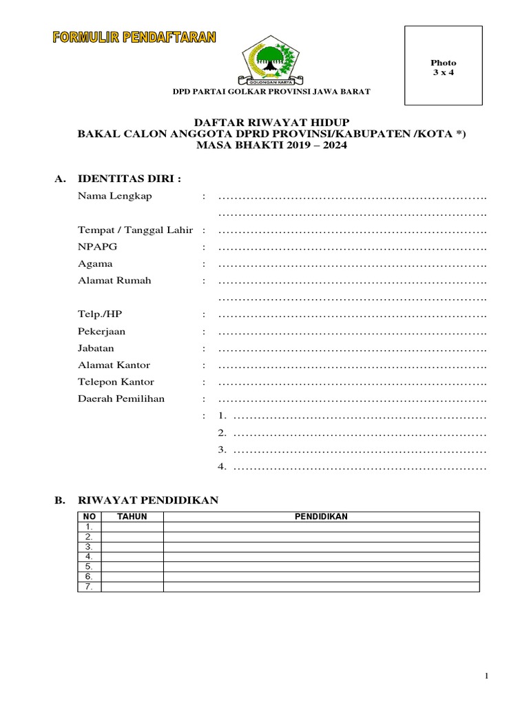 Form Caleg Jabar2 | PDF