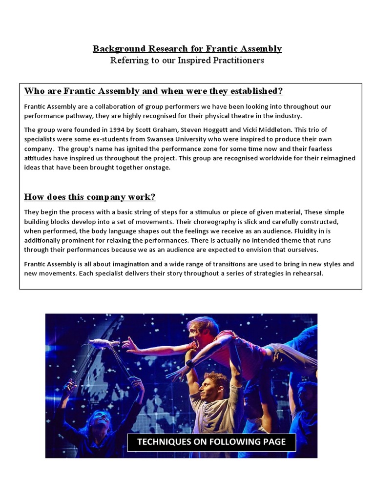 Frantic Assembly Techniques Overview | PDF | Psychological Concepts