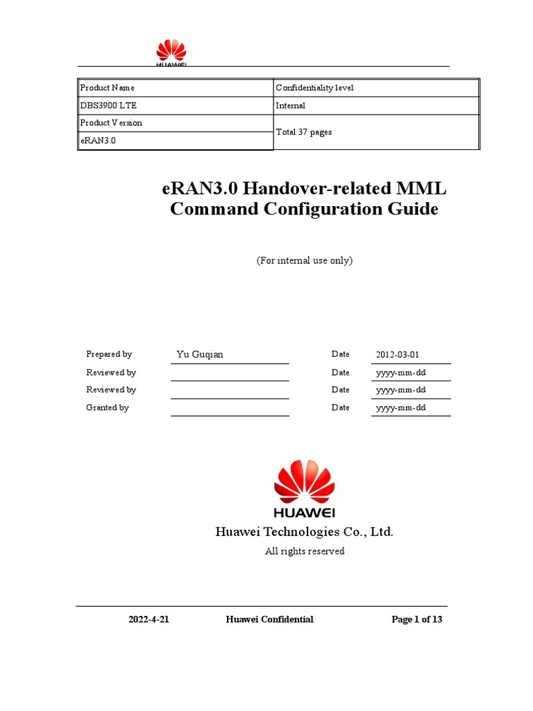 Eran3 0 Handover Related Mml Command Configuration Guide Pdf Telecommunications Computer
