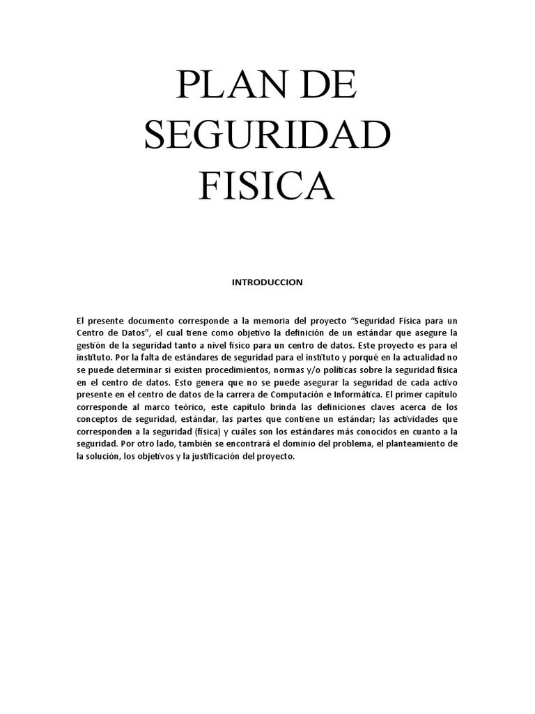 Plan de Seguridad Fisica | PDF