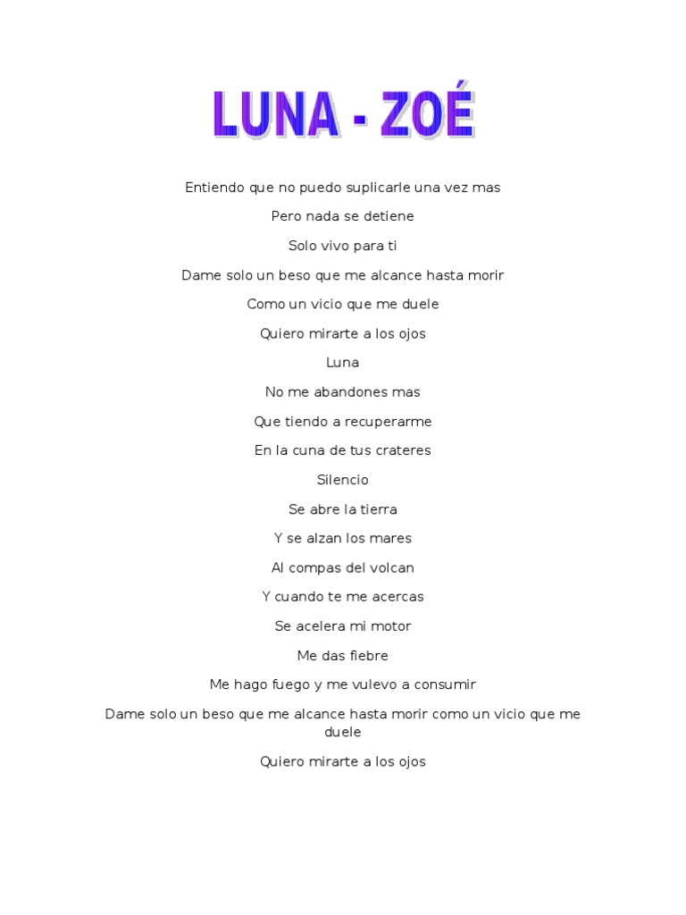 Letra de la cancion Luna-Zoé | PDF