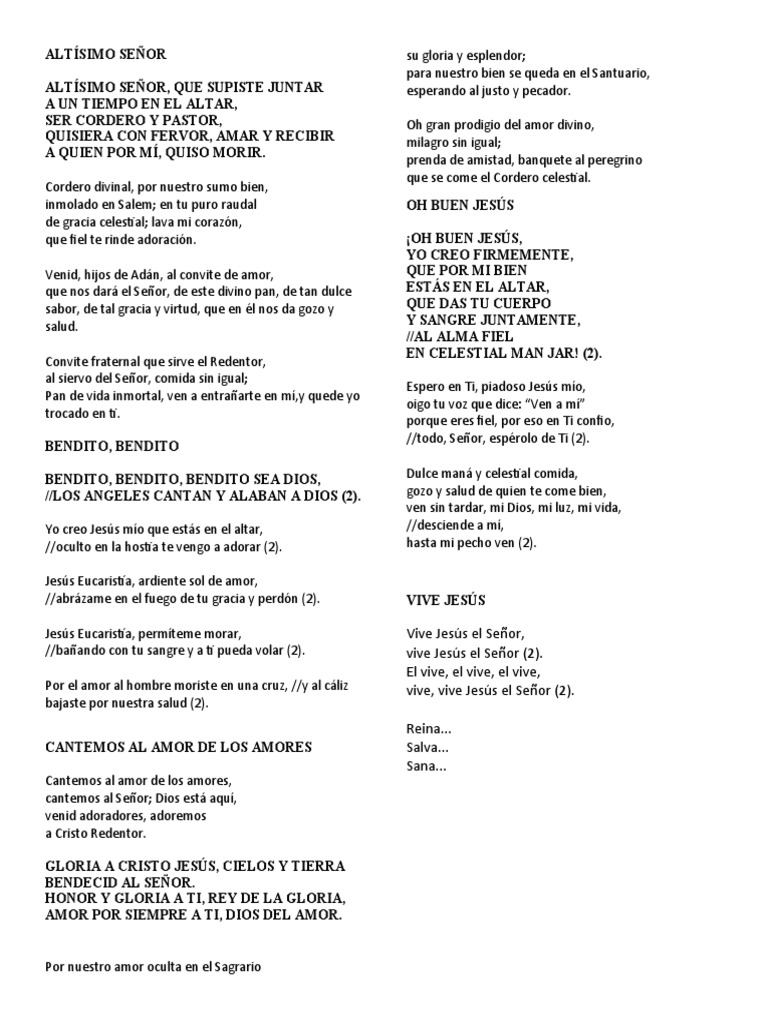 Cantos Eucarísticos | PDF | eucaristía | Cristo (título)