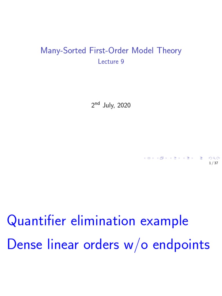 Many-Sorted First-Order Model Theory: 2 July, 2020 | PDF | Model Theory ...