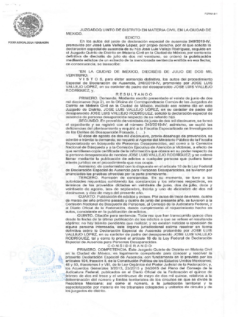 Edicto en Materia Civil | PDF