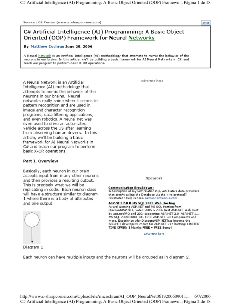 C# Artificial Intelligence (Ai) Programming - A Basic Object Oriented (Oop) Framework For Neural ...