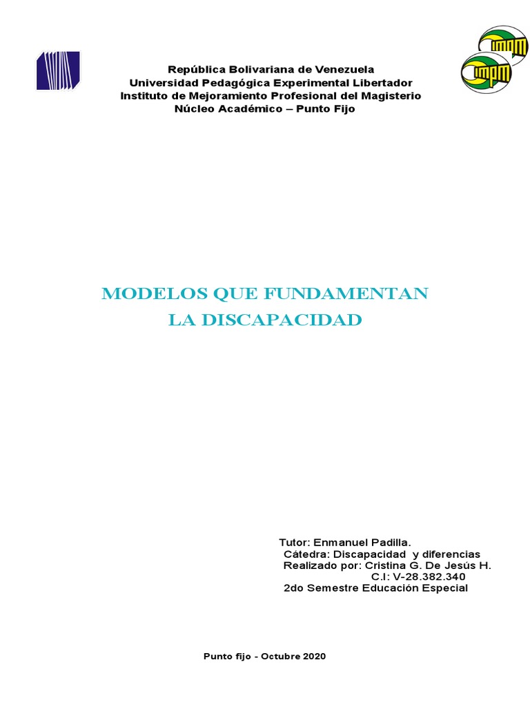 Modelos de Discapacidad Explicados | PDF | Invalidez | Medicina CLINICA