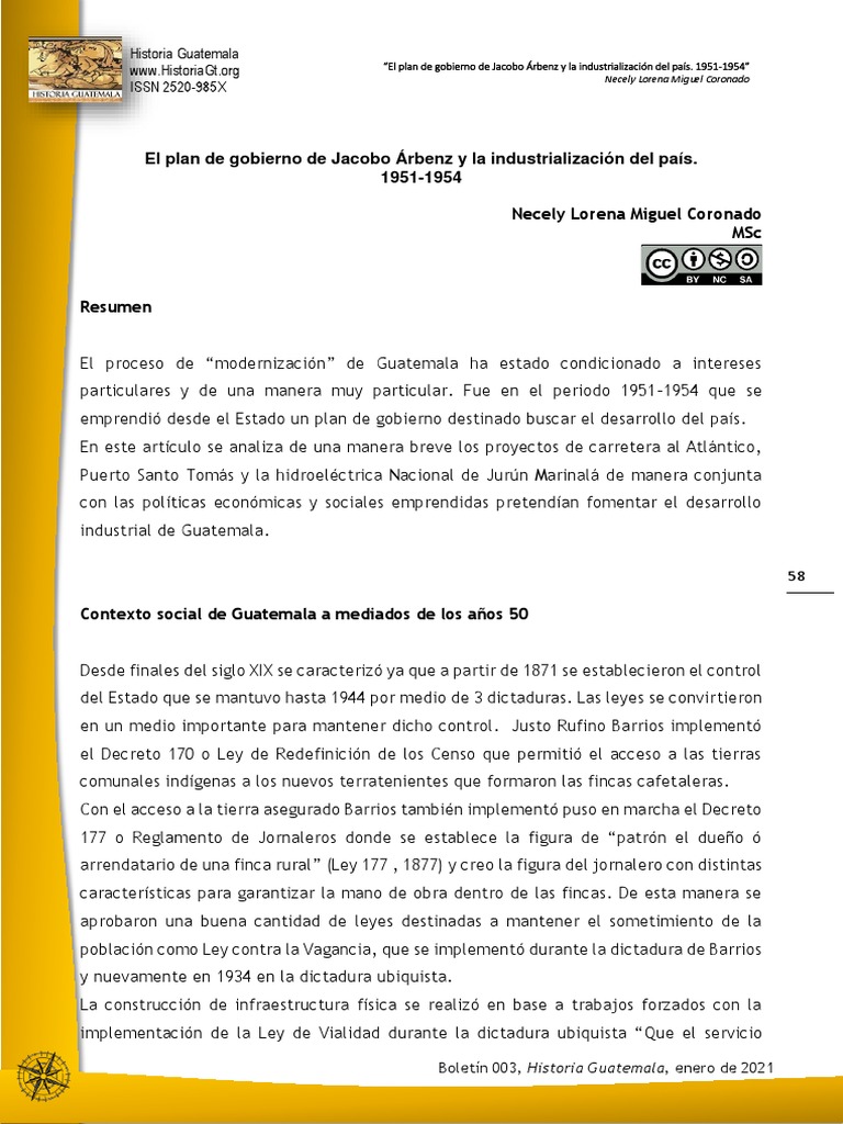 El Plan de Gobierno de Arbenz (Lorena Miguel) 1 | PDF | Guatemala ...