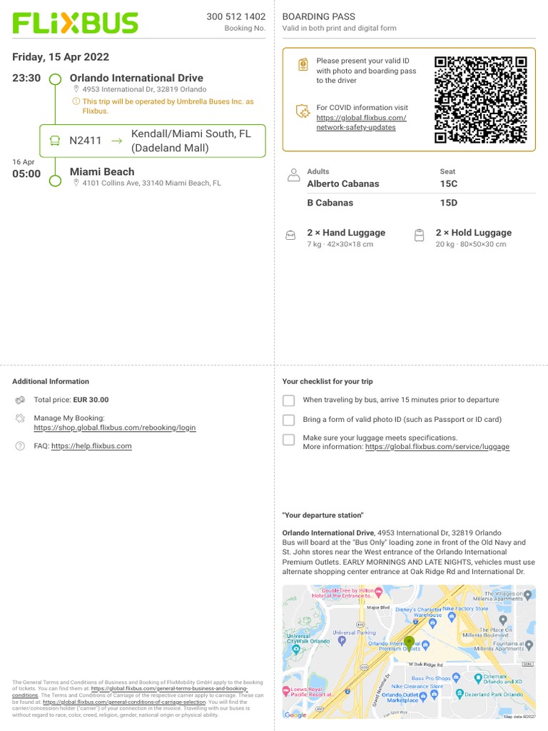 FLIX Ticket 3005121402 | PDF | Bus | Government And Personhood