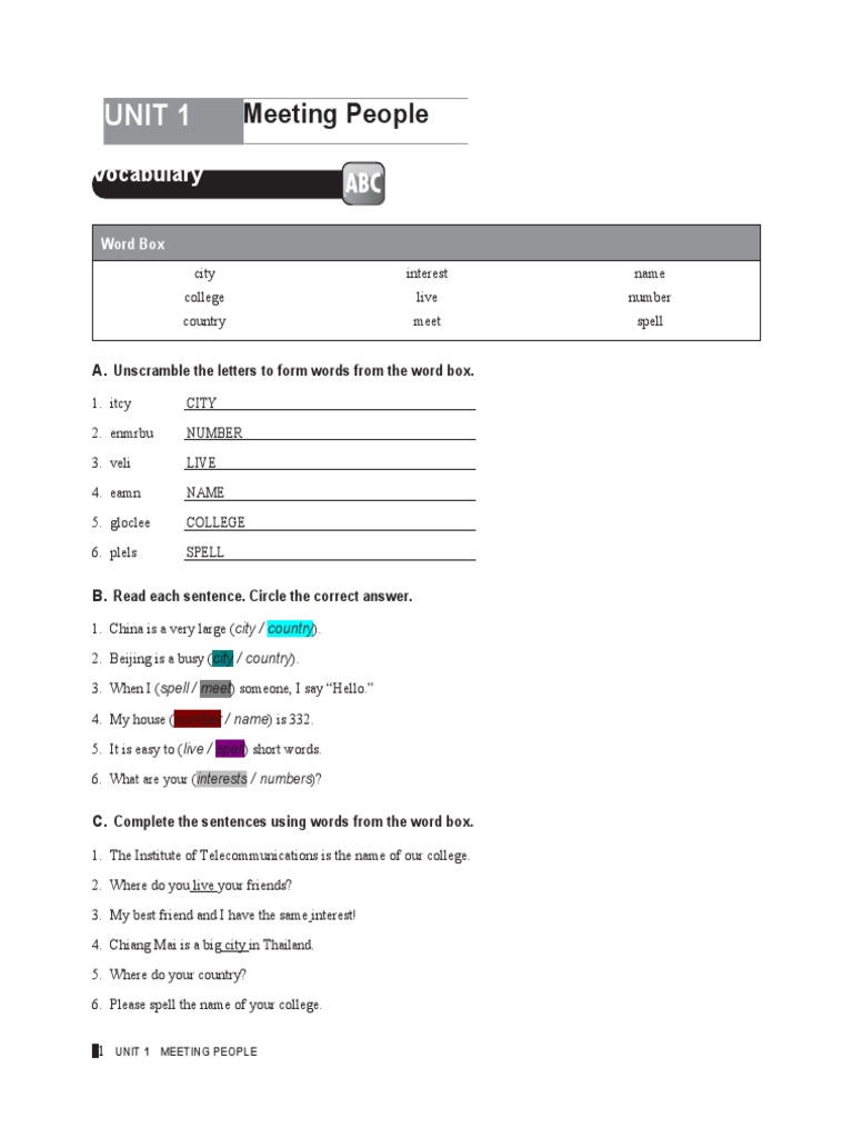 Student Book-Workbook Level 1 Units 1 | Download Free PDF | Linguistic ...