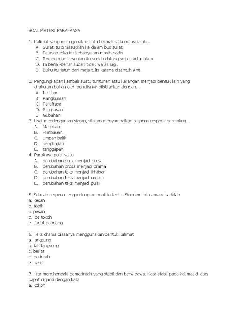 Soal Parafrasa | PDF