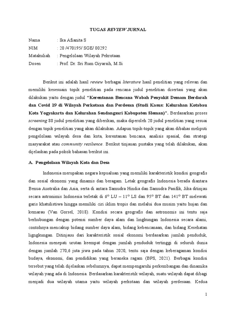 Contoh Tugas Review Jurnal Covid | PDF | Politik