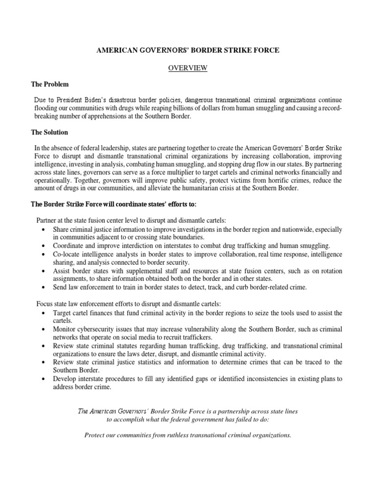 Joint MOU Forming The American Governors' Border Strike Force 4.19.2022 ...