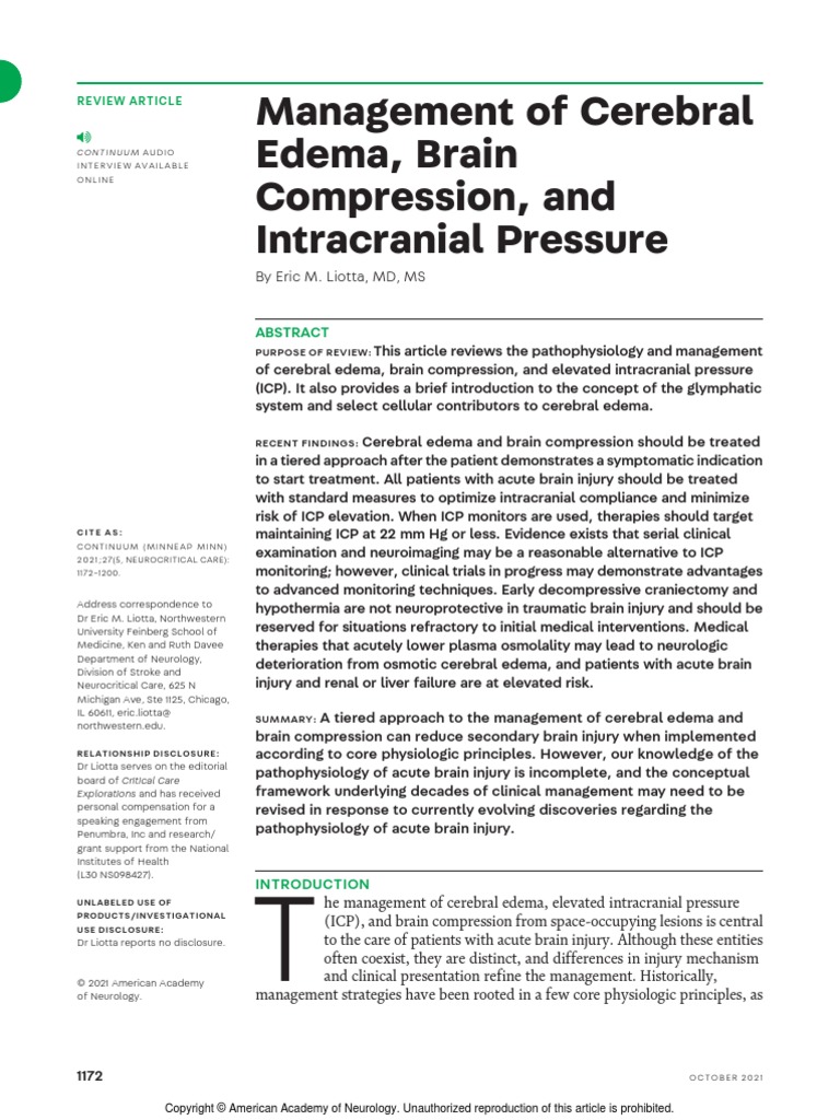 Edema Cerebral | PDF | Traumatic Brain Injury | Nervous System