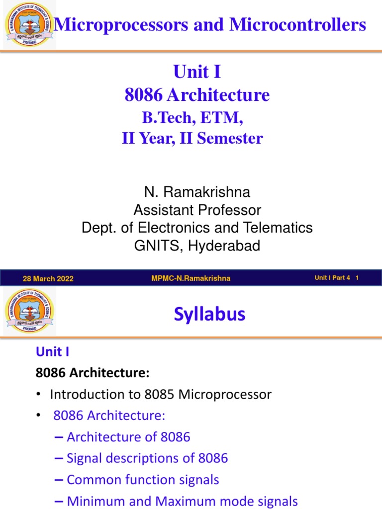 MPMC UnitI 8086 Architecture | PDF | Pointer (Computer Programming) | Input/Output