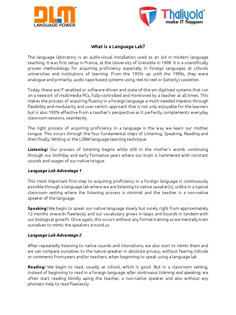 What Is A Language Lab? | PDF | Teachers | Foreign Language