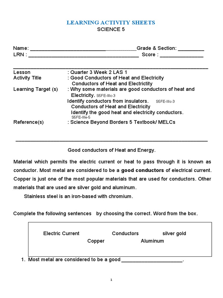 Science 5: Conductors & Insulators | PDF | Electrical Conductor | Metals