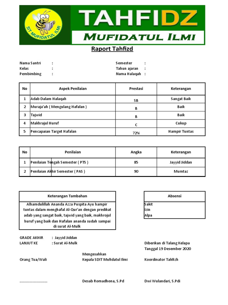 Raport SDIT Tahfiz 2021 | PDF