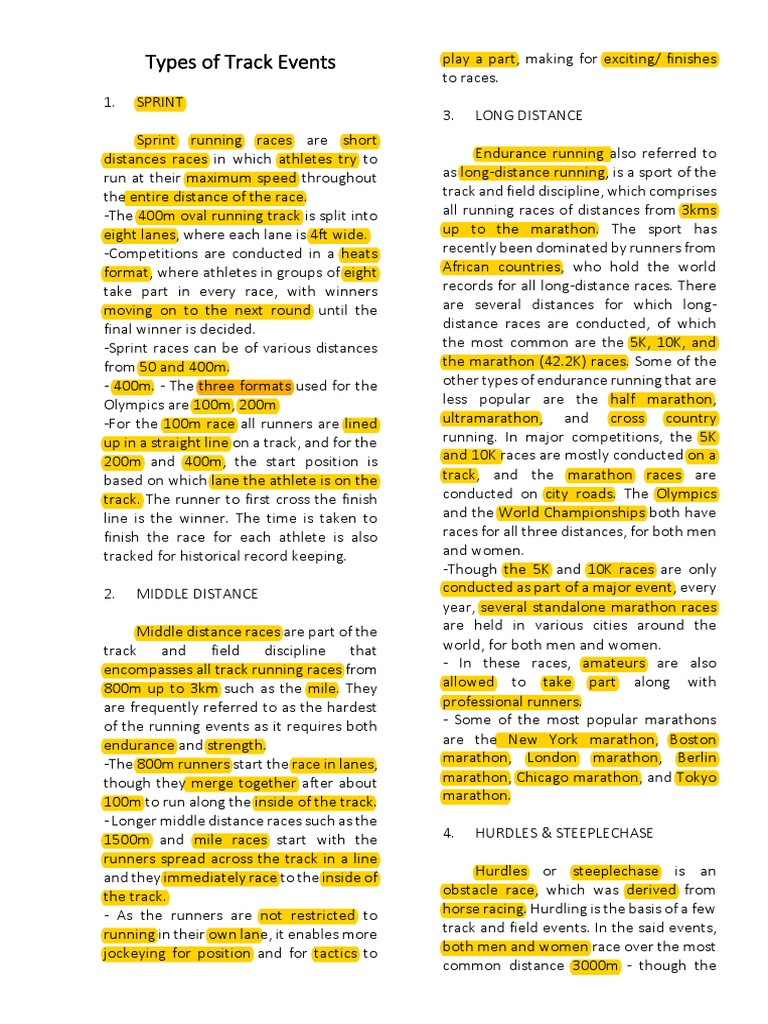 Types of Track Events | Download Free PDF | Track And Field | Long ...