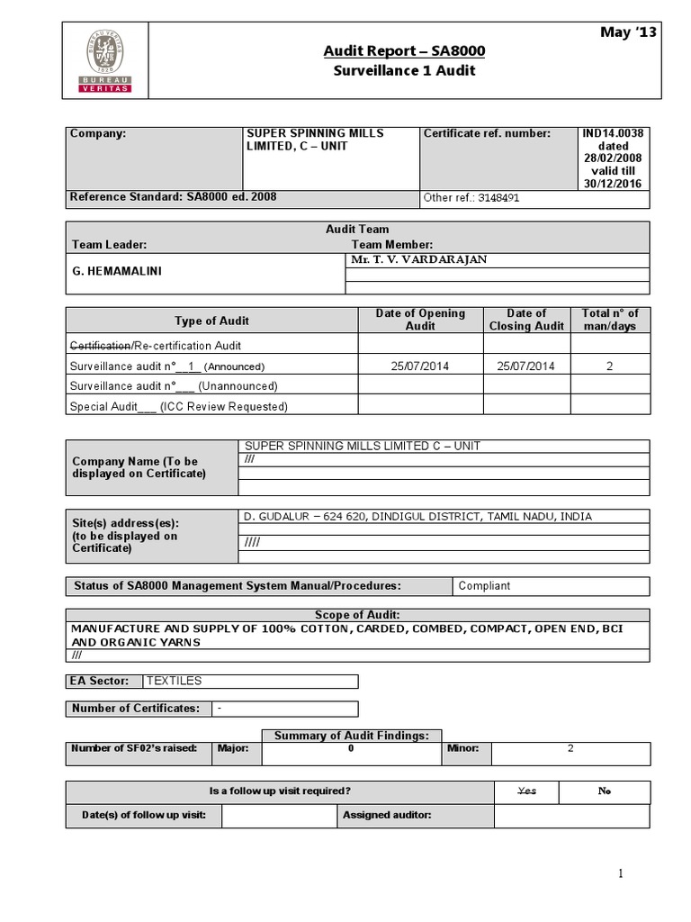 SA8000 Surveillance | PDF