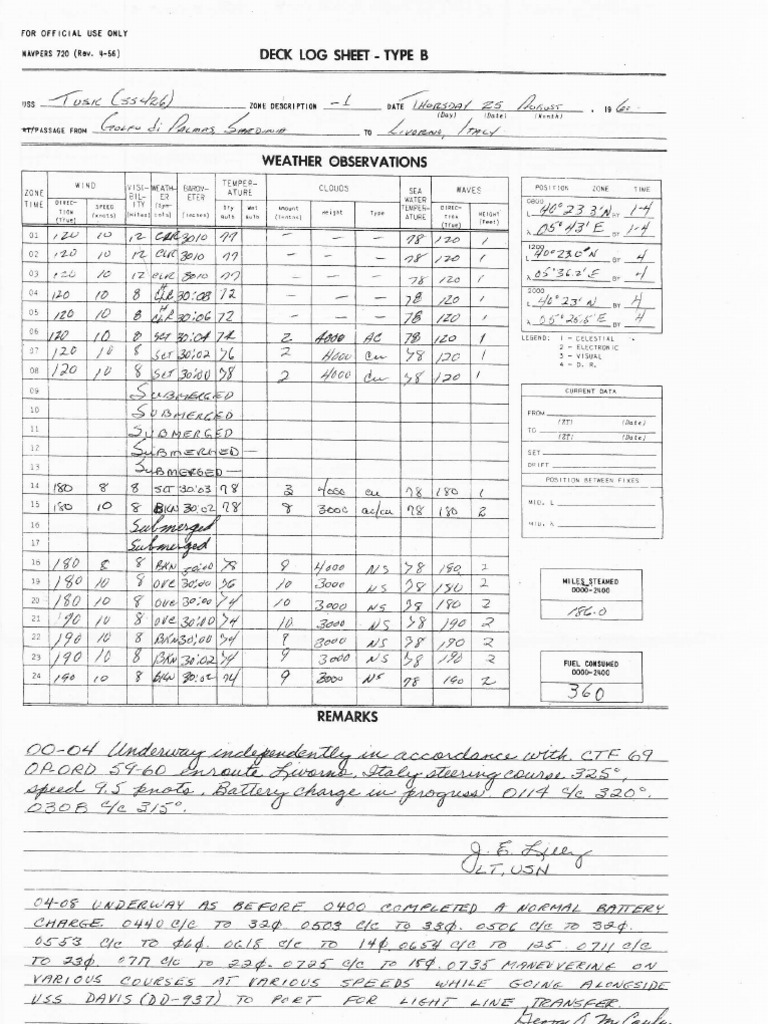 Deck Log Sheet for Weather Observations | PDF