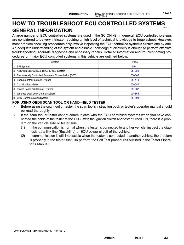 How To Troubleshoot Ecu Controlled Systems: General Information | PDF ...