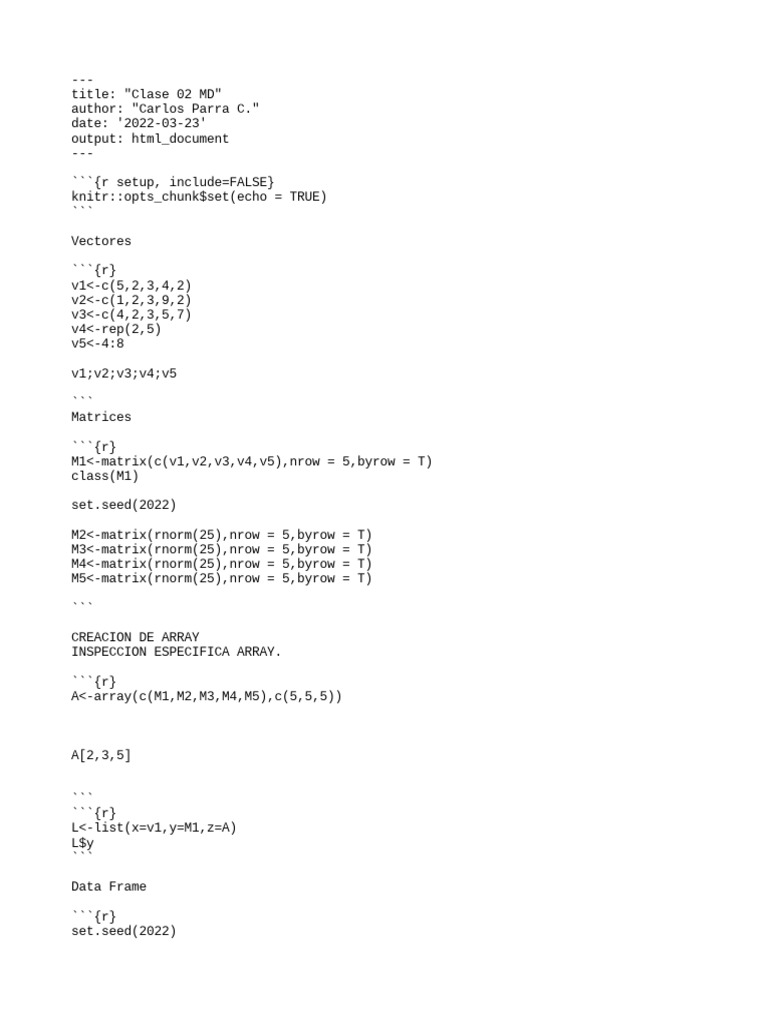 R Programming: Vectors, Matrices, Arrays | PDF