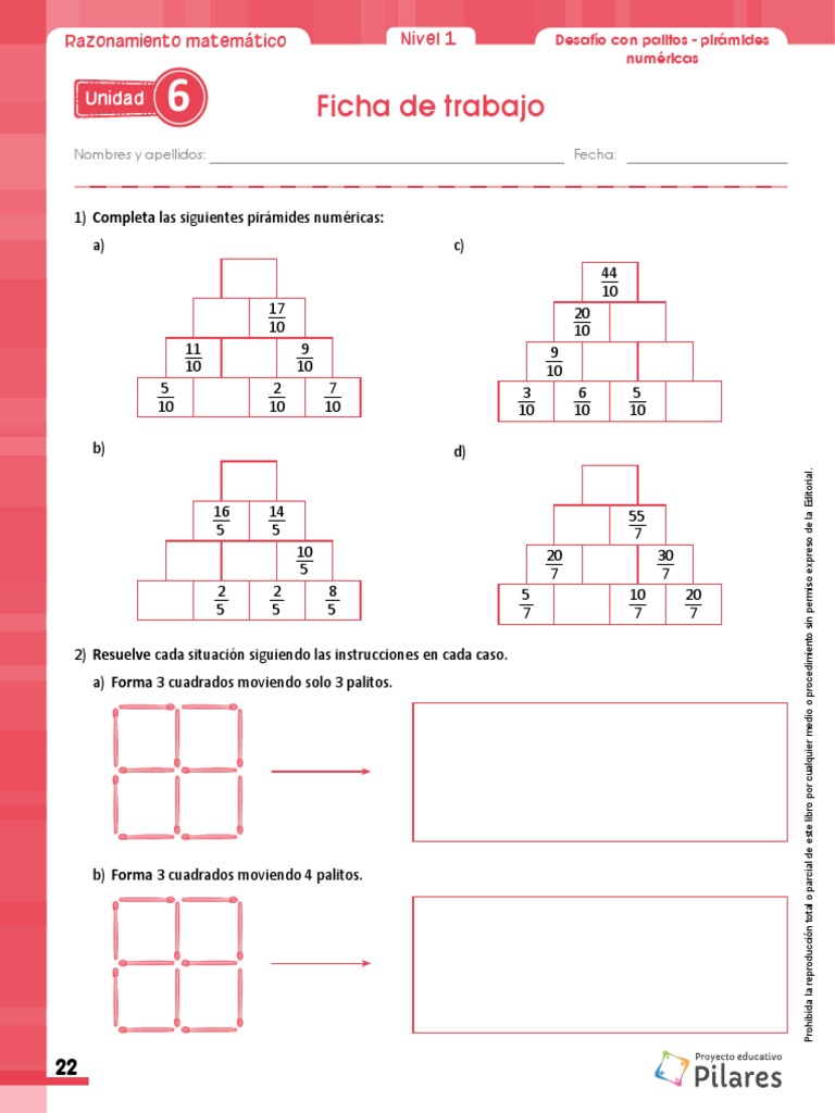 Razonamiento Matemático - 5to Grado - Unidad 6 (SR) | PDF