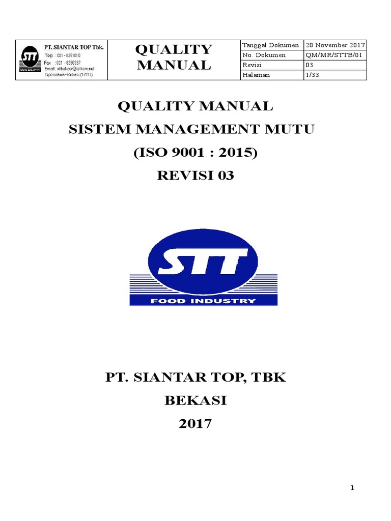 Manual Mutu STTB Rev. 03-2 (Revisi ISO 9001 - 2015) | PDF
