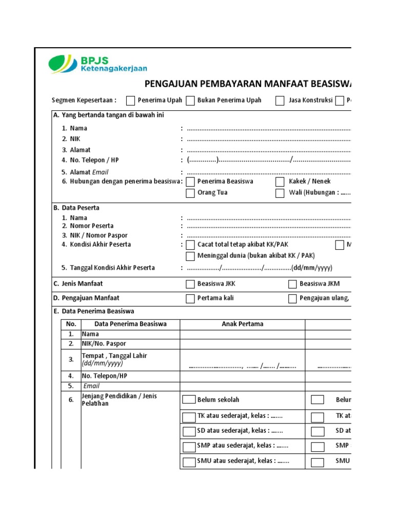 Formulir JKK Baru | PDF