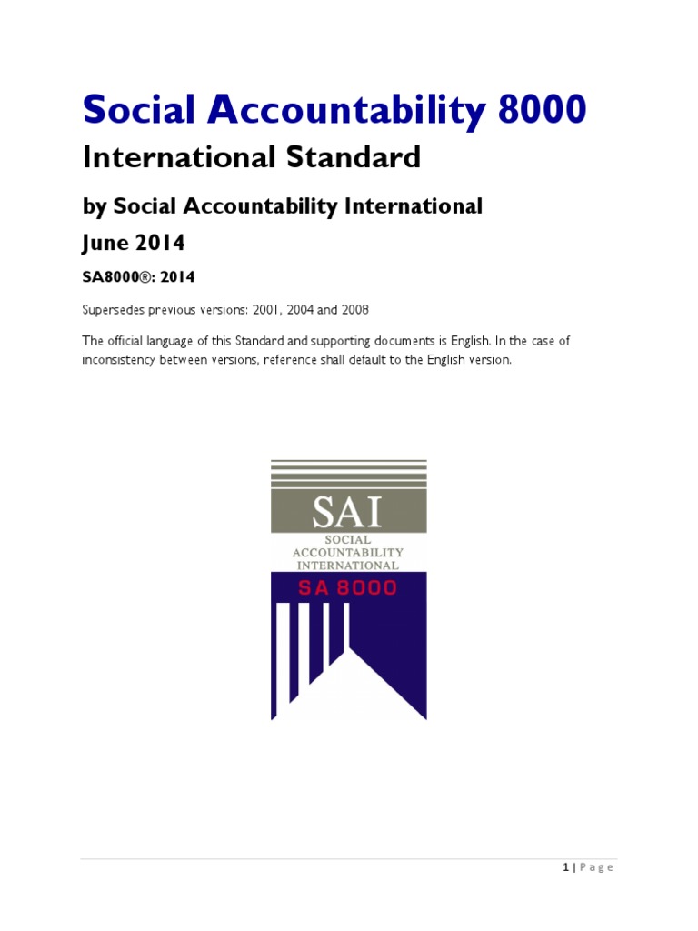 SA8000 Standard 2014 | PDF