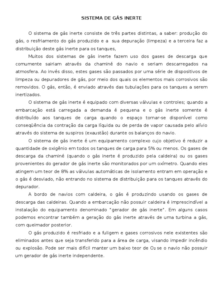 Sistema de Gás Inerte | PDF | Gases | Corrosão