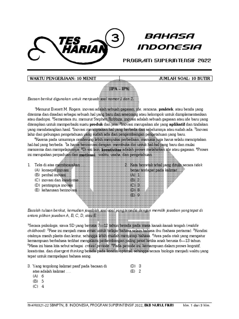 TH3 Indonesia Superintensif2022 | PDF