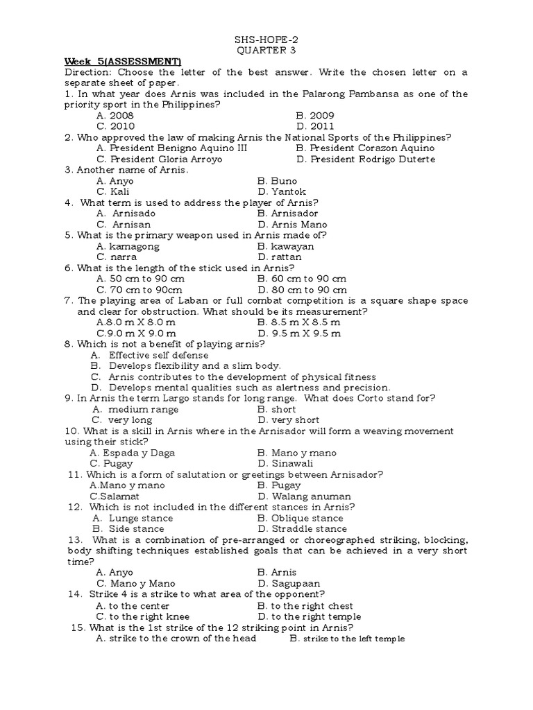 Week 5 (Assessment) : - Strike To The Left Temple | PDF | Foot | Combat ...
