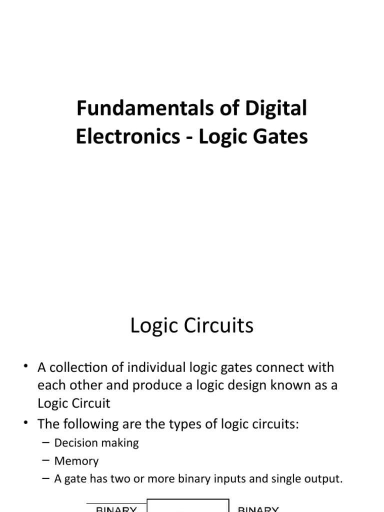 Fundamentals of Digital Electronics - Logic Gates | PDF | Logic Gate ...