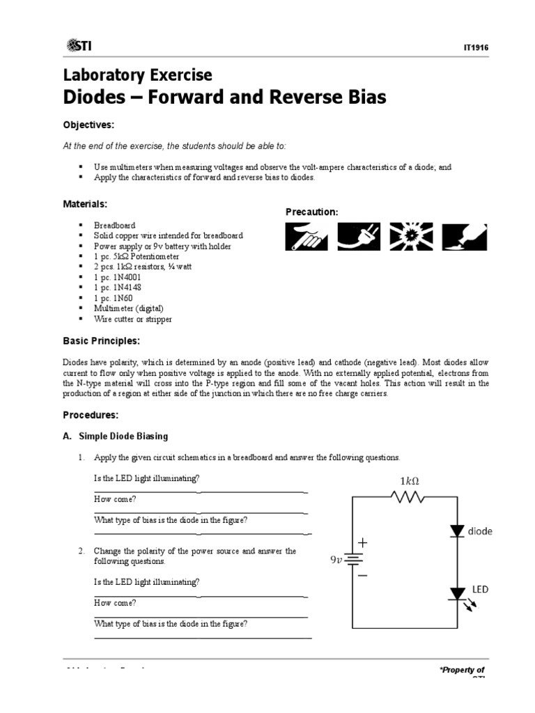 Diodes - Forward and Reverse Bias: Laboratory Exercise | PDF | Diode ...