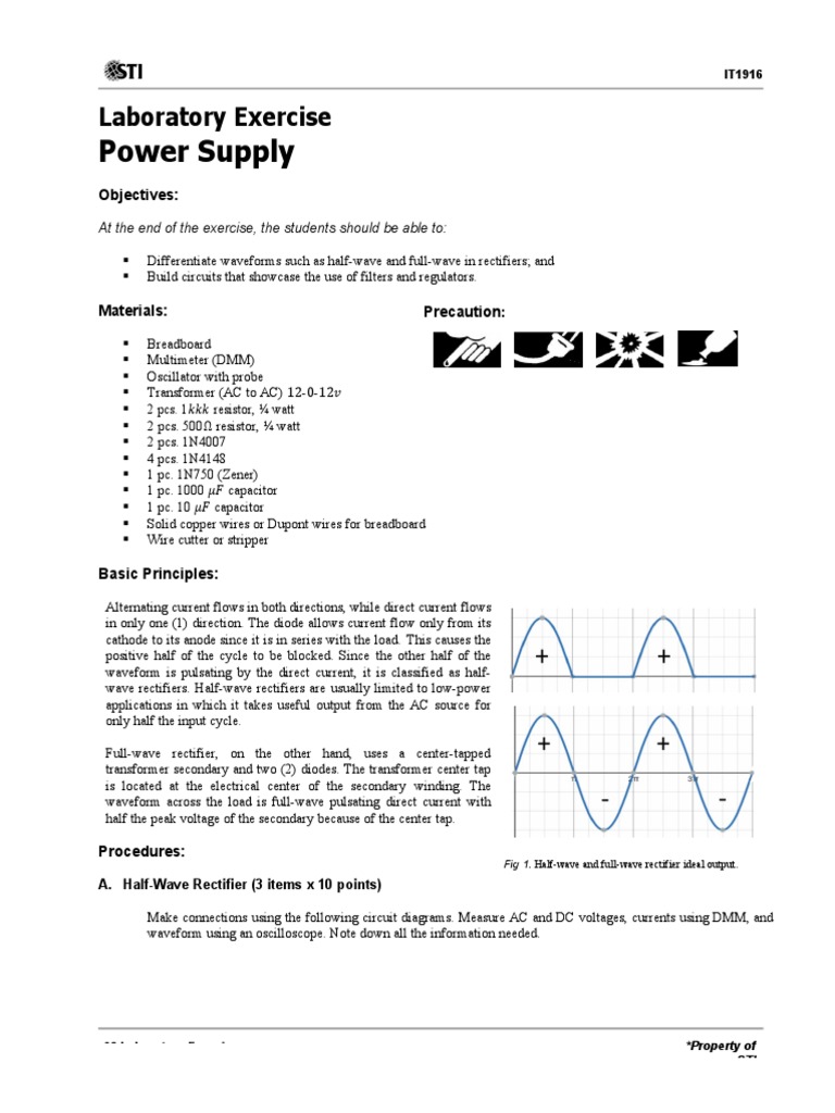 Power Supply: Laboratory Exercise | PDF | Rectifier | Electromagnetism