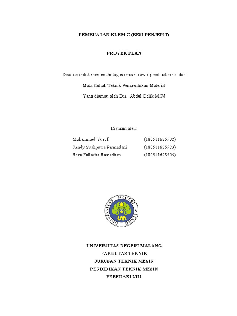 Plan Pembuatan Klem C - Kelompok 3 - A1 | PDF | Seni | Komputer