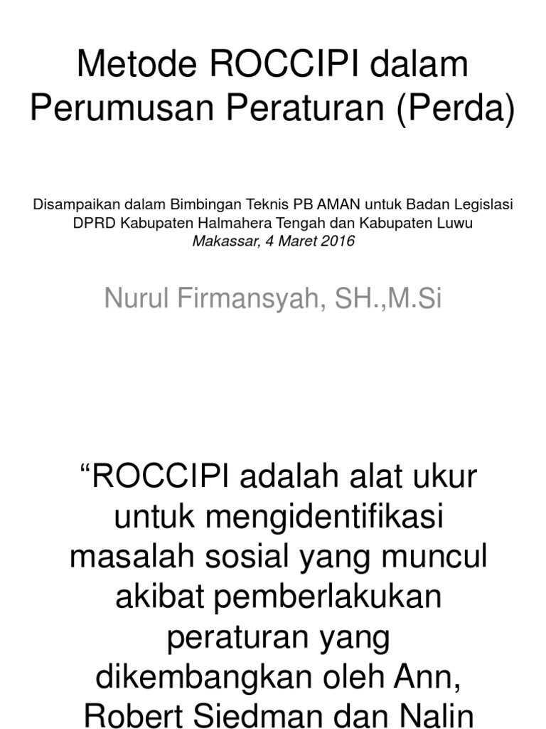 Metode Roccipi Dalam Perumusan Peraturan | PDF