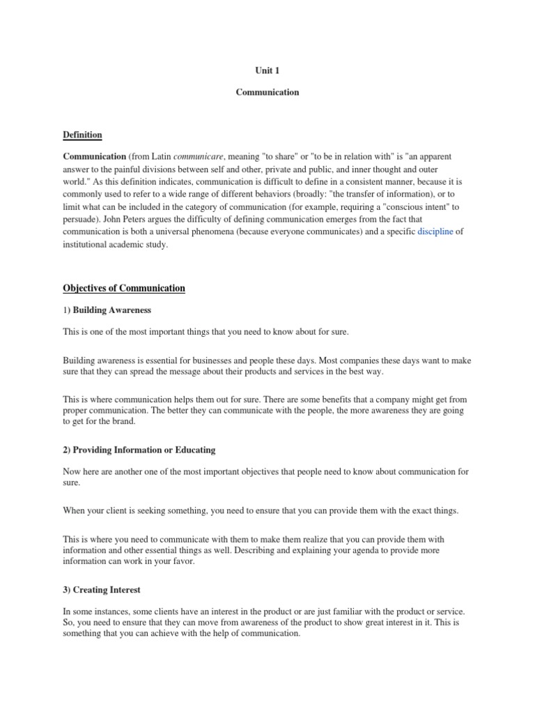 Communication Skills - Unit 1 | PDF | Communication | Employment