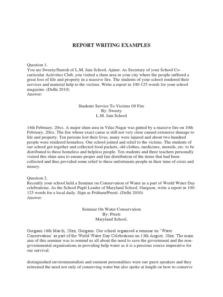 Report Writing Examples | PDF