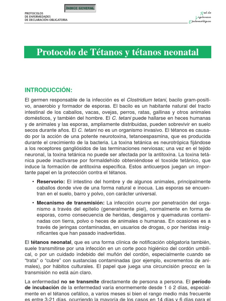 Protocolo de Tetanos y Tetanos Neonatal | PDF | Inmunología ...