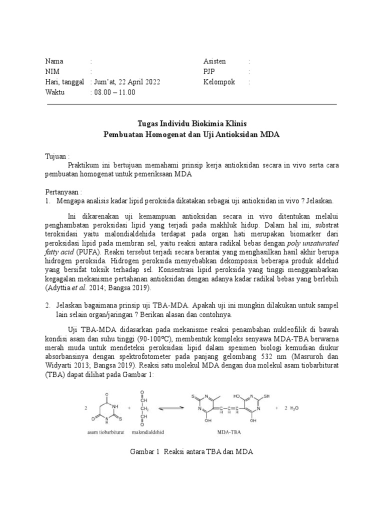 Homogenat Uji TBA MDA | PDF