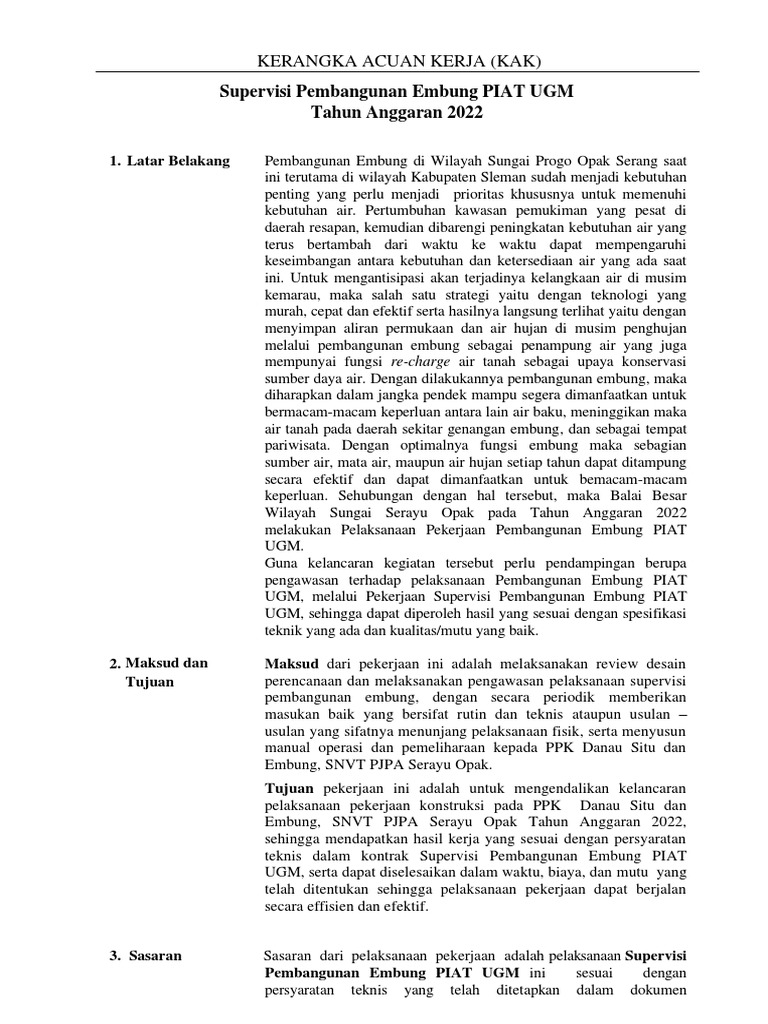 KAK SPV Embung PIAT UGM2 TTD | PDF