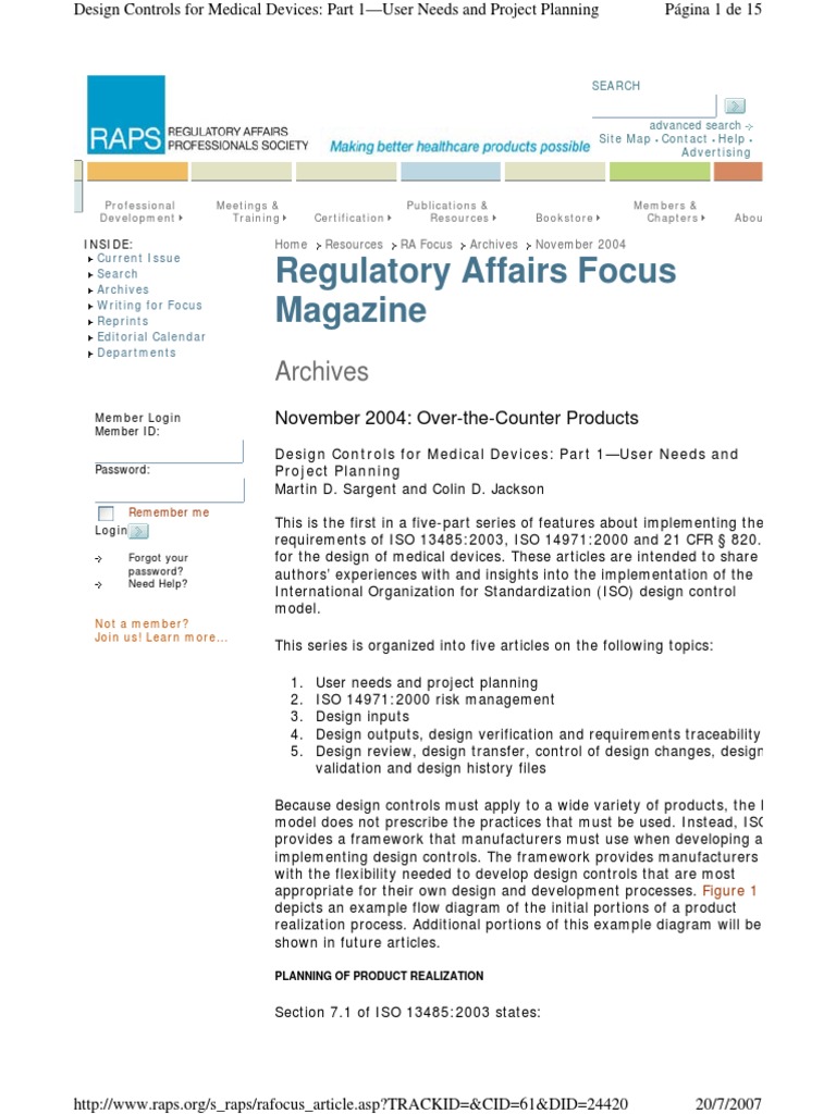 Design Controls For Medical Devices - Part 1 | PDF | Verification And ...