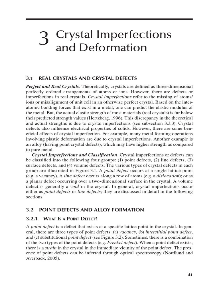 Chapter 3 - Crystal Imperfection and Deformation | PDF | Dislocation | Plasticity (Physics)
