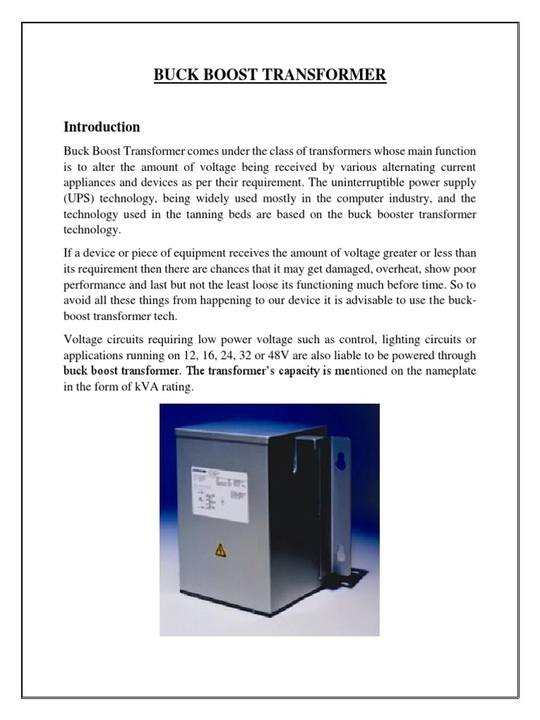 Buck Boost Transformer | PDF | Transformer | Electric Motor