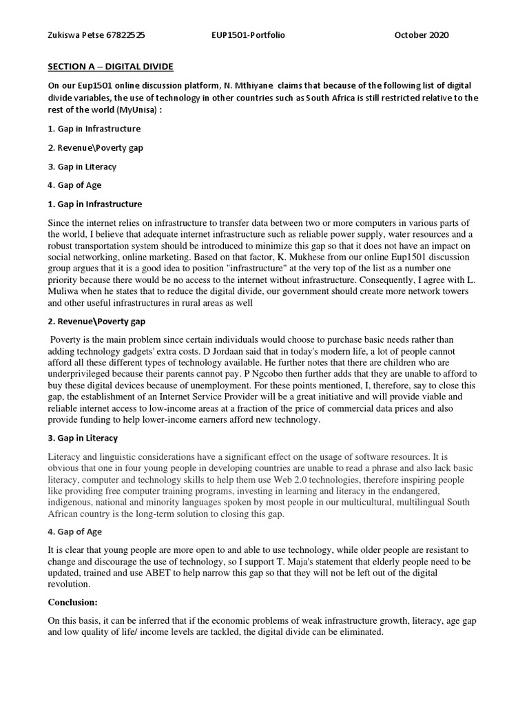 Eup1501 Portfolio - 67822525 | PDF | Plagiarism | Internet