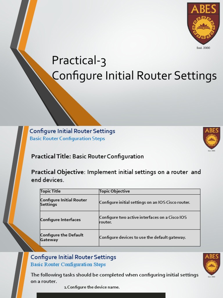 Practical-3 Configure Initial Router Settings | PDF | Ip Address | Network Switch