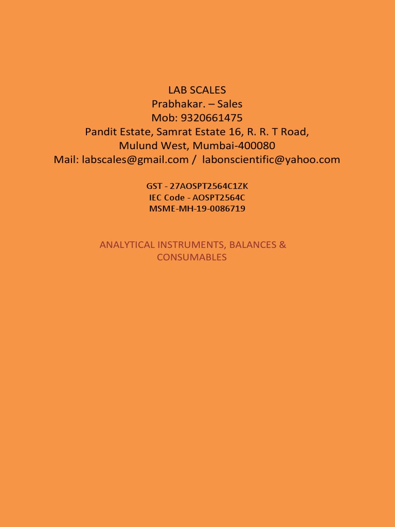 Lab Scales Instruments | PDF | High Performance Liquid Chromatography ...