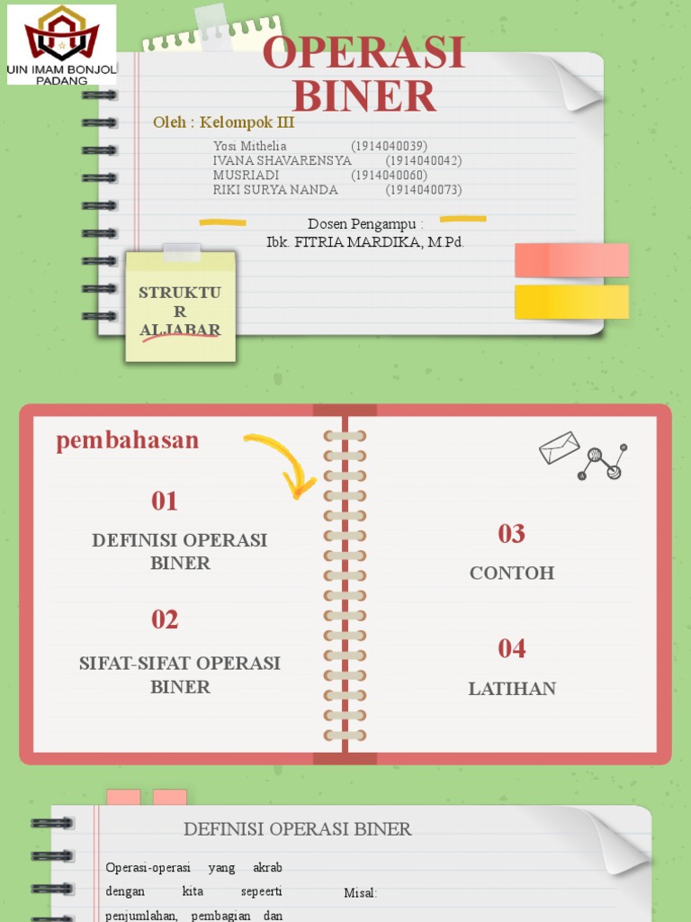 Operasi Biner: Definisi dan Sifatnya | PDF | Metode & Bahan Ajar